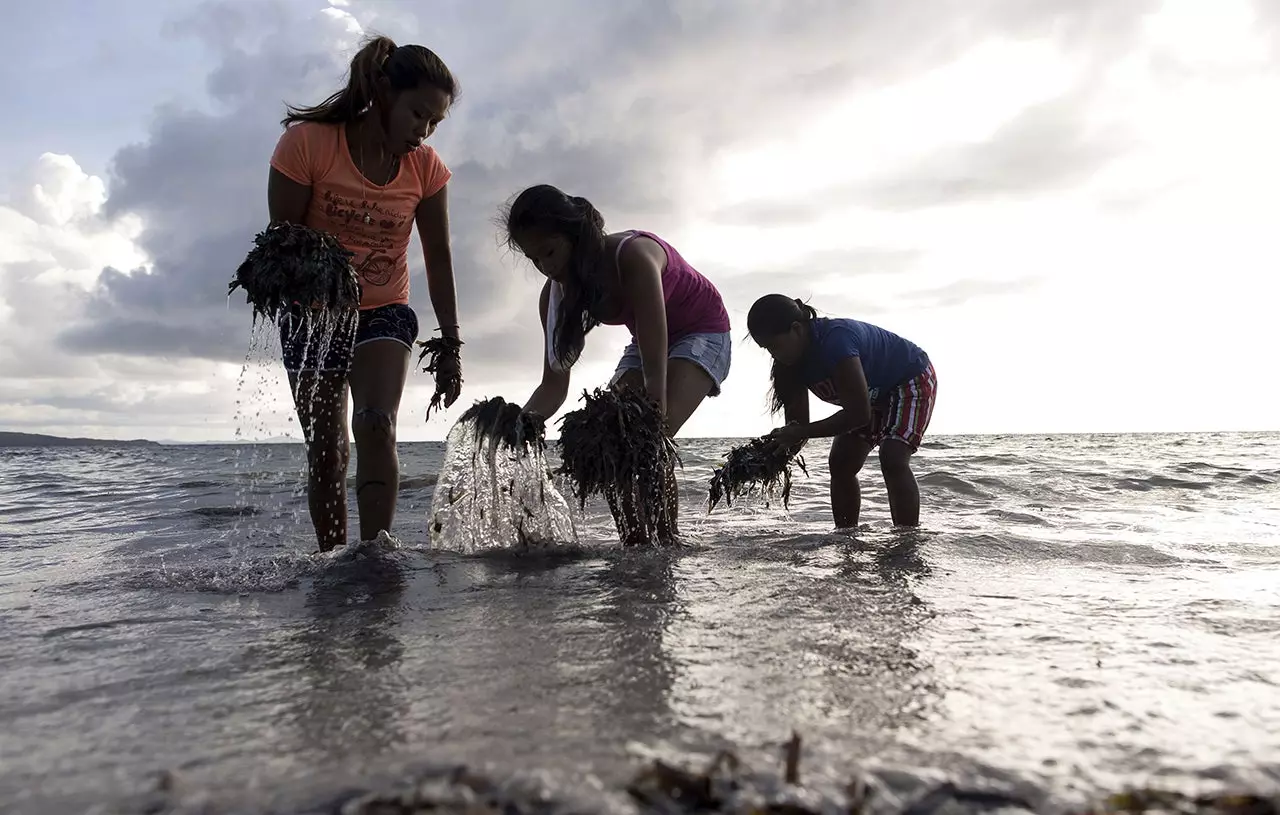 Vrijwilligers nemen op 26 april 2018 deel aan een kustopruiming op het strand van Bulabog op het Filippijnse eiland Boracay. heeft opgelegd met een gespierde show van zijn veiligheidstroepen. (Foto door NOEL CELIS / AFP) (Fotocredit moet NOEL CELIS/AFP/Getty Images zijn)