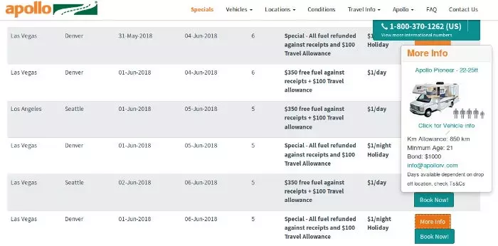 Apollo RV booking