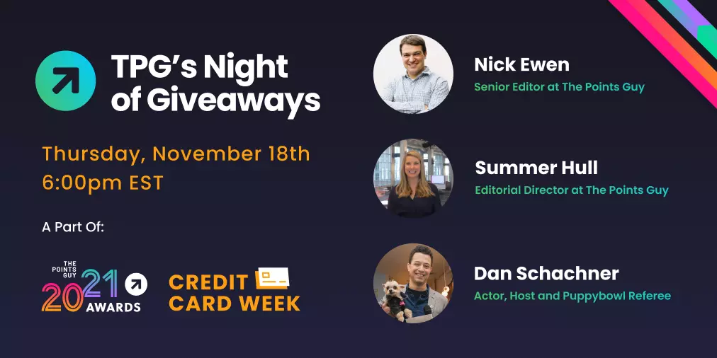 Reklambild för TPG:s Night of Giveaways vid 2021 års TPG Awards