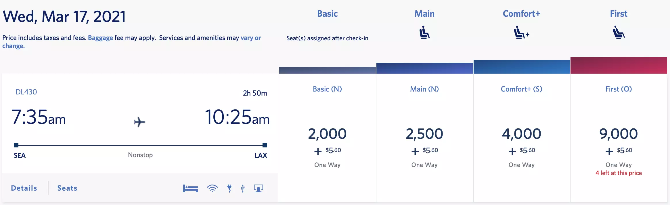 SEA تا LAX SkyMiles ایوارڈ مارچ