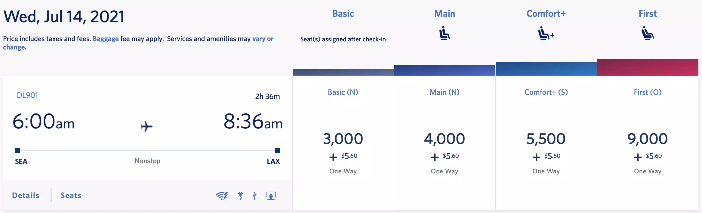 SEA سے LAX SkyMiles ایوارڈ جولائی