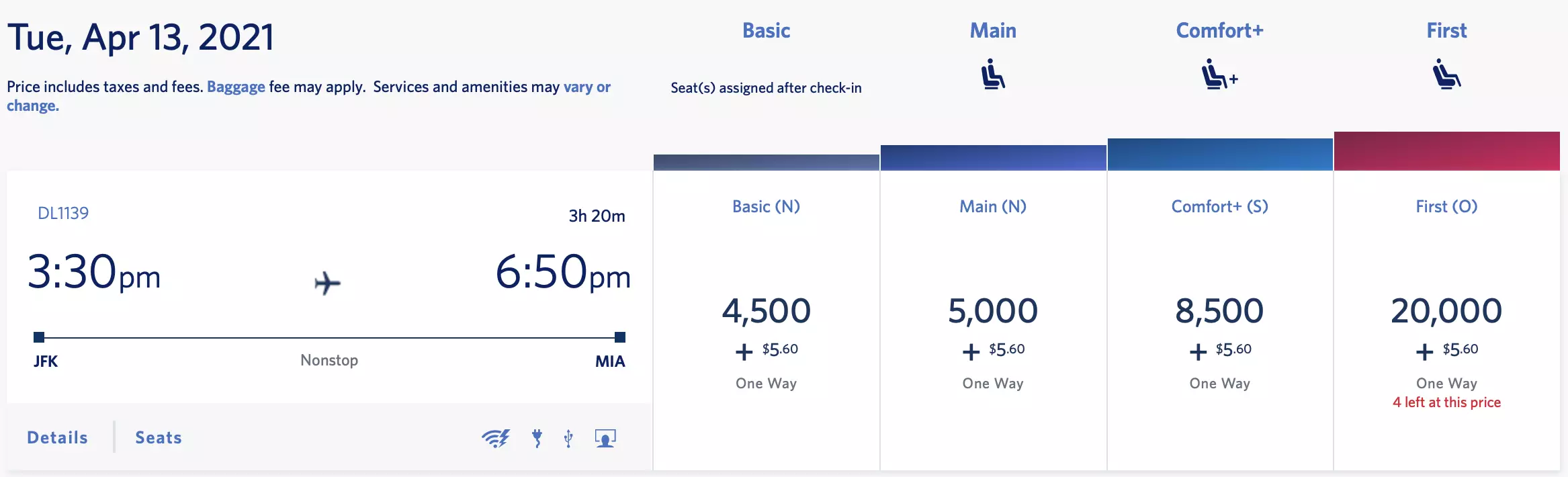 JFK na MIA SkyMiles-toekenning