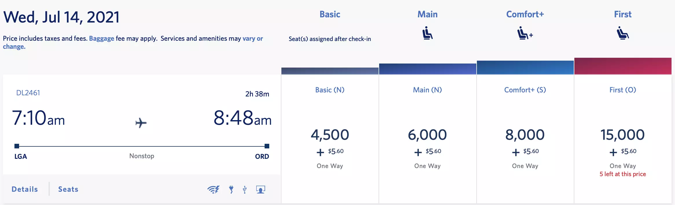 LGA aan ORD SkyMiles-toekenning