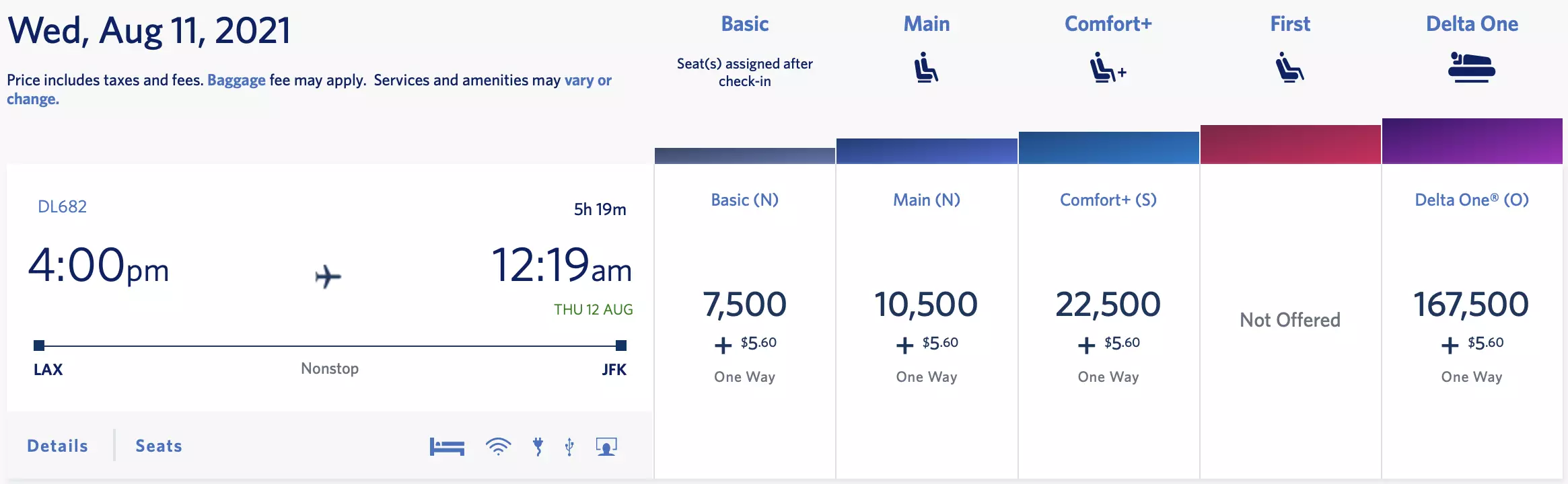 LAX i le JFK SkyMiles Award