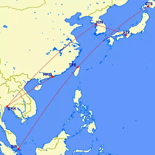 Intra-Asia Itinerary Singapore Bangkok ati Hong Kong