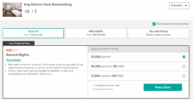 Un exemple de réservation Points + Cash à l'hôtel Indigo Austin Downtown-University. (Image reproduite avec l'aimable autorisation d'IHG)