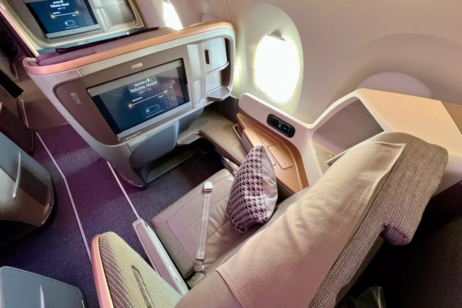 Vergleich von Business und Premium Economy von Singapore Airlines auf derselben 448-Meilen-Strecke 119_50