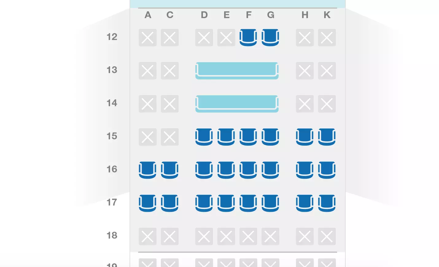 Ang kahayag nga asul nga laray nagpaila sa Sky Sofa sa eroplano (Larawan pinaagi sa opisyal nga website sa Azul)