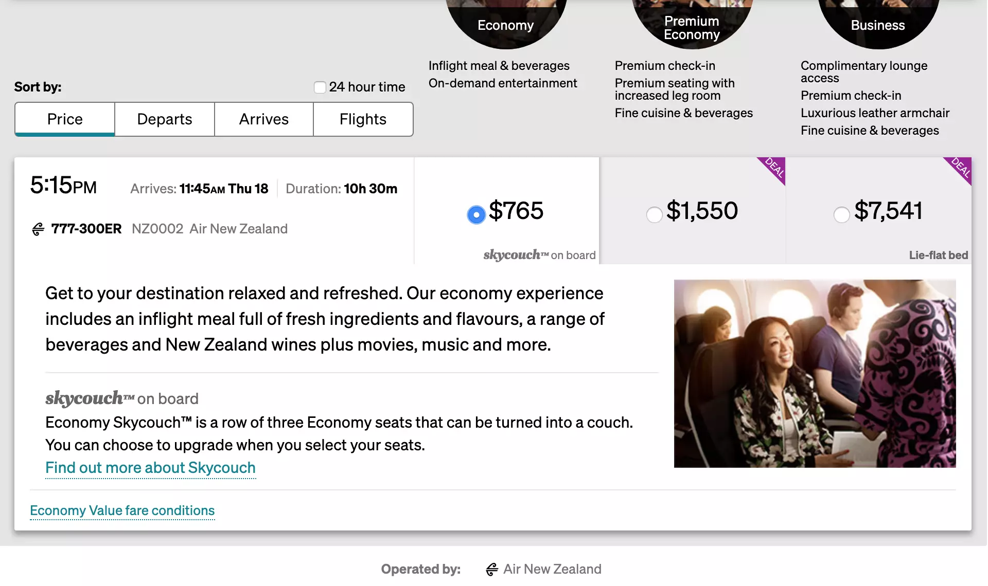 (Ishusho ukoresheje Urubuga rwemewe rwa Air New Zealand)