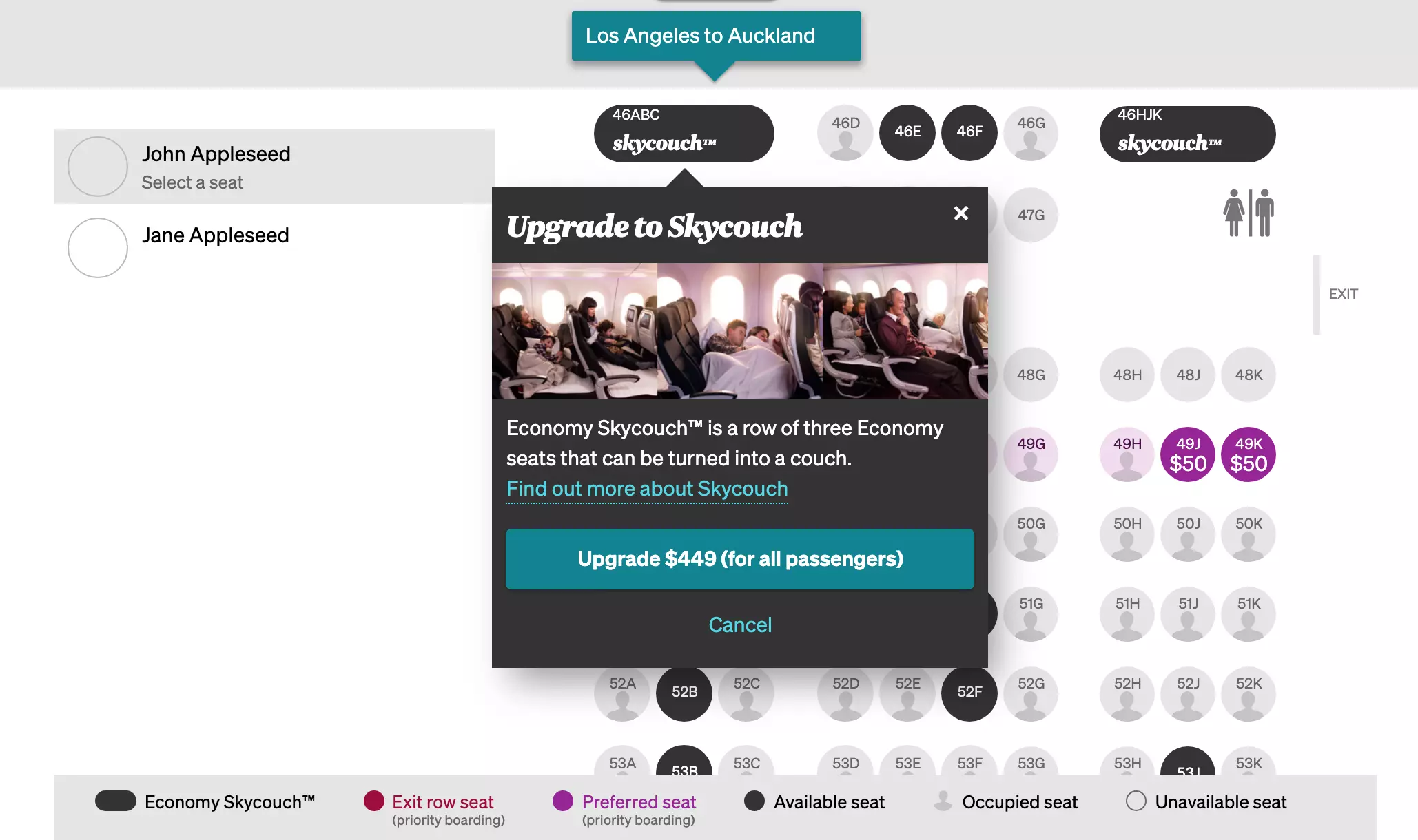 Ang Sky Couch sa Air New Zealand sa Boeing 777-300 (Larawan pinaagi sa opisyal nga website sa Air New Zealand)