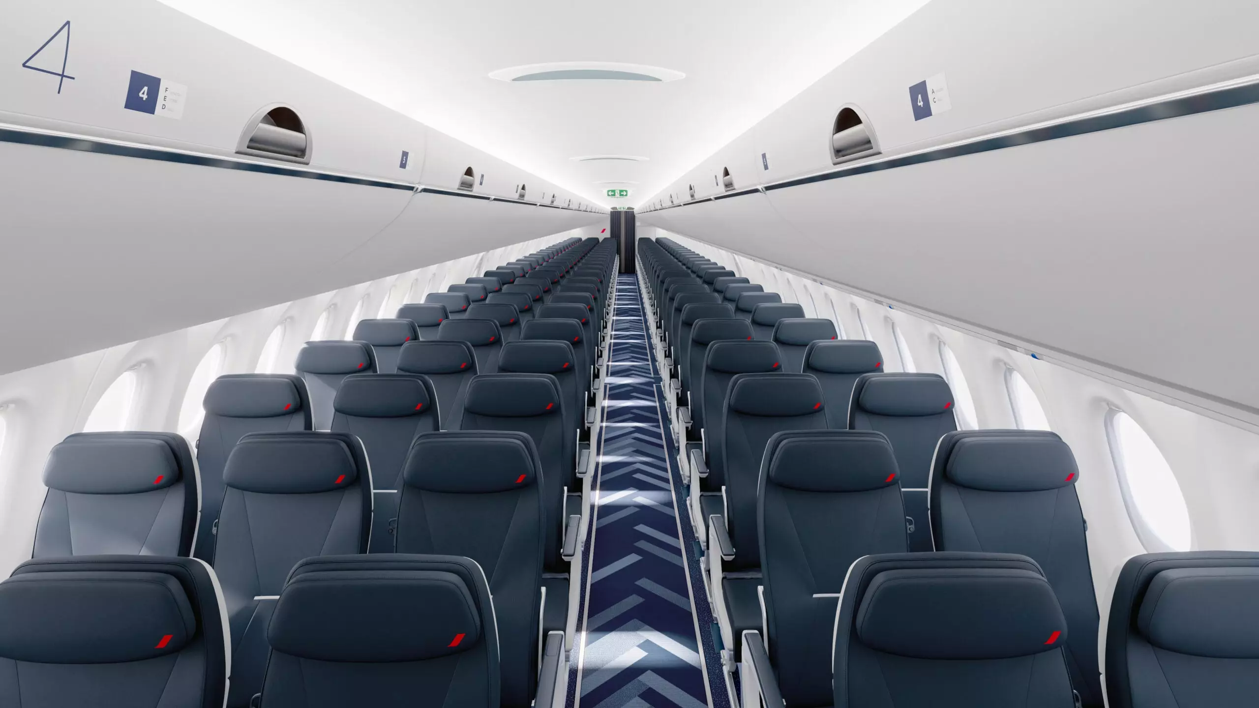 Interiorul noului avion Airbus A220-300 al Air France (fotografie prin amabilitatea Air France)