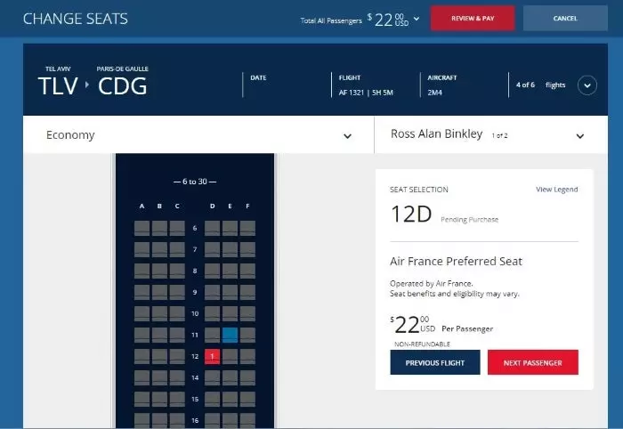 Air France Preferred Seat permezz tal-websajt ta' Delta? Dak se jkun il-prezz sħiħ, jekk jogħġbok.