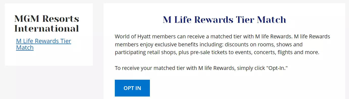 Збіг статусу Hyatt з MGM