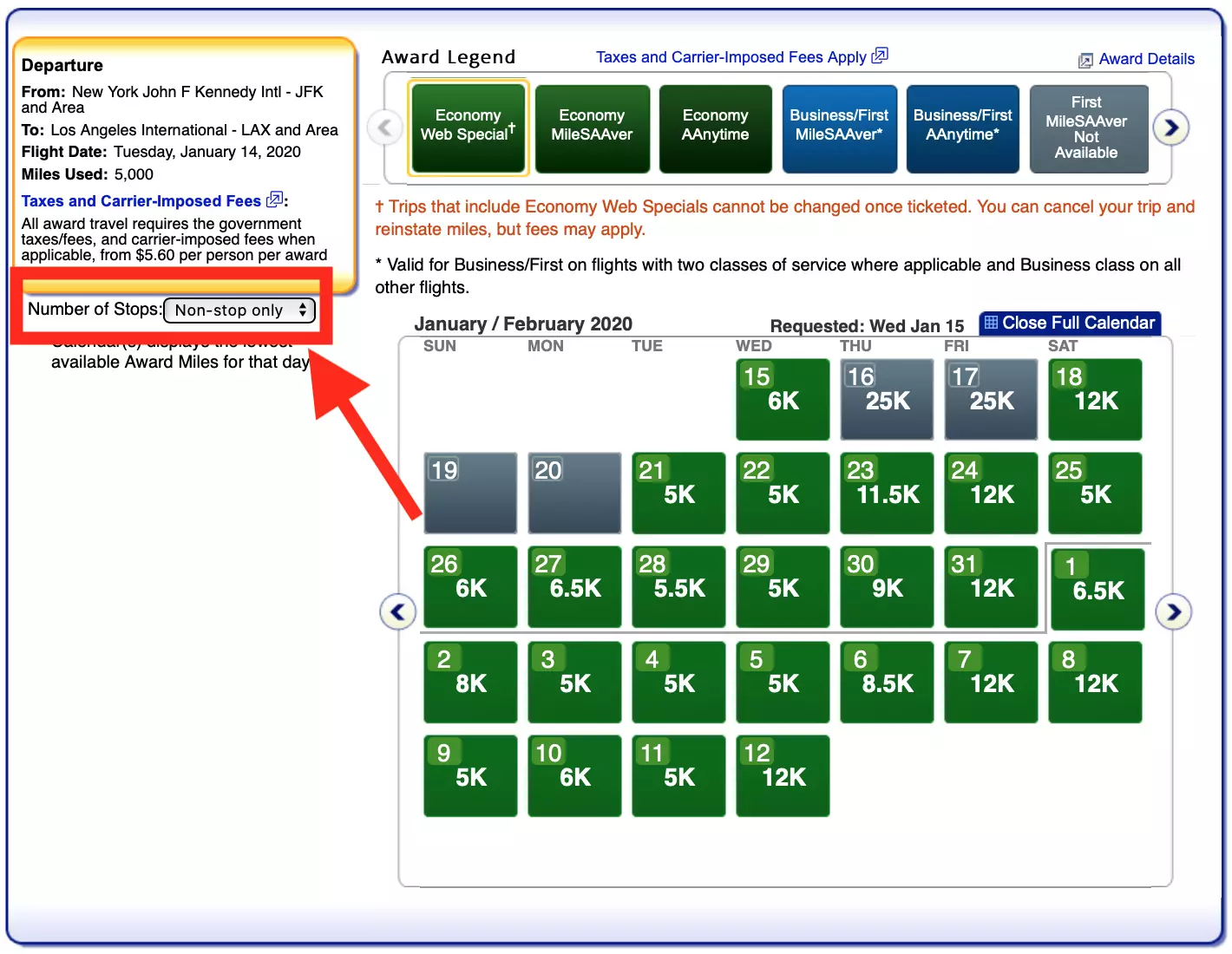 Deal Alarm: Nonstop Transcon Award Flich vu 5.000 AA Meilen One-Way 1751_2