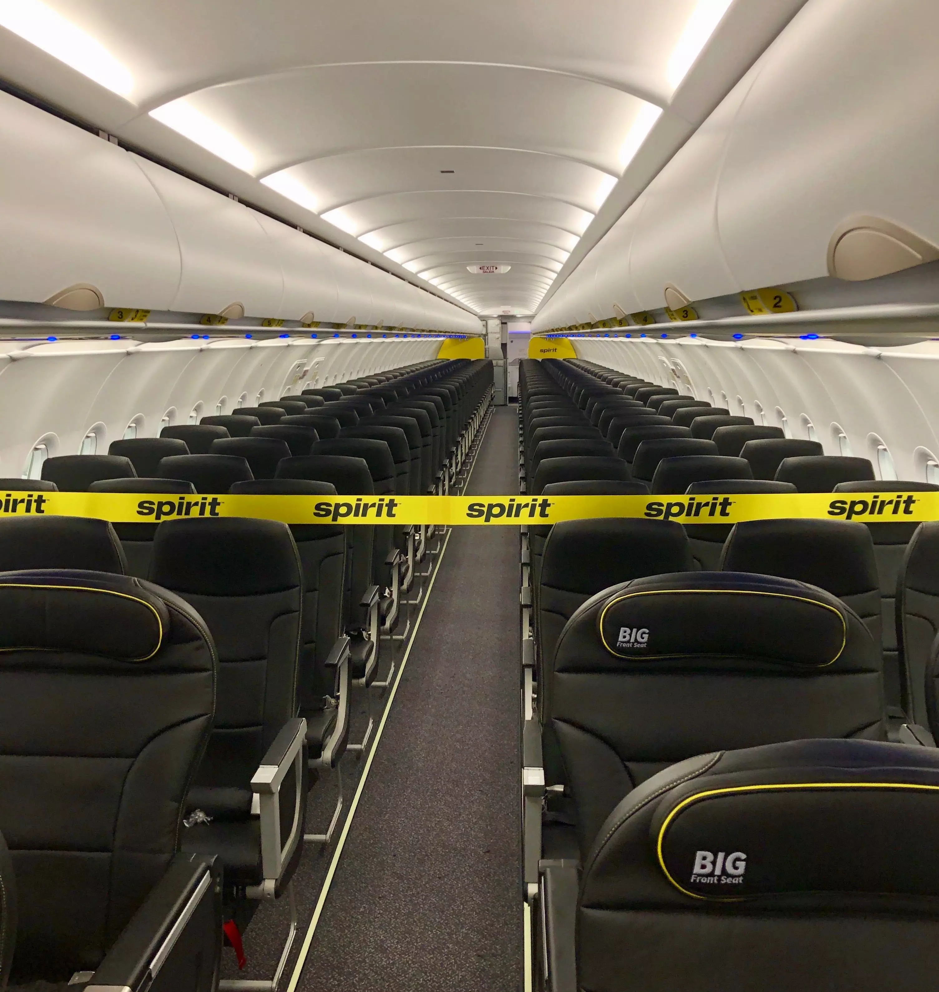 Spirit Airlines 'bywurke kabine en sitten op in Airbus A320neo. (Foto troch Edward Russell / TPG)