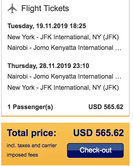 Fampitandremana momba ny fifanarahana: Tanànan'i Etazonia mankany Kenya manomboka amin'ny $566 1810_1