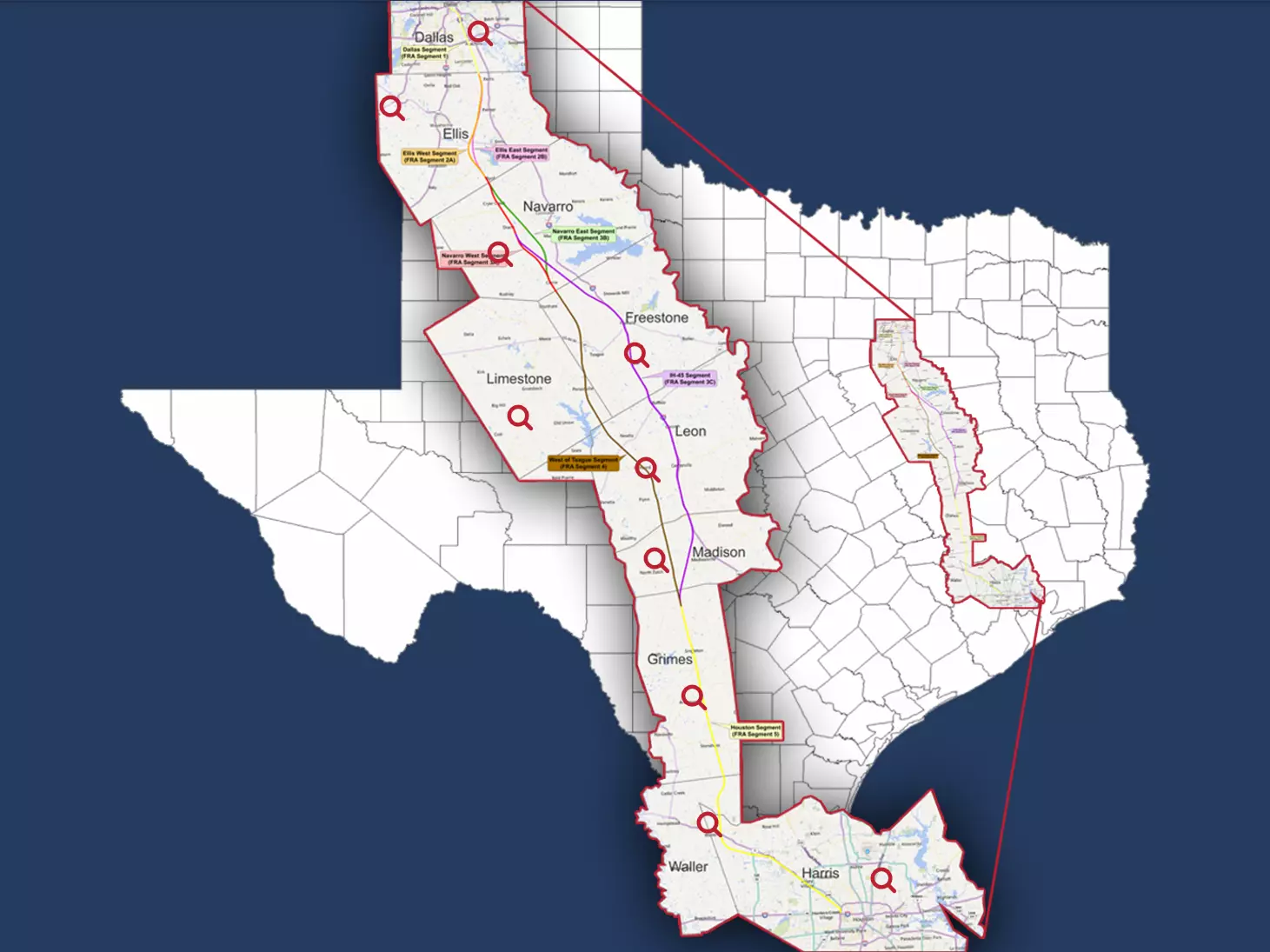 Nzira Dzakarongwa dzeTexas Central bullet train. Mufananidzo unofadza Texas Central.