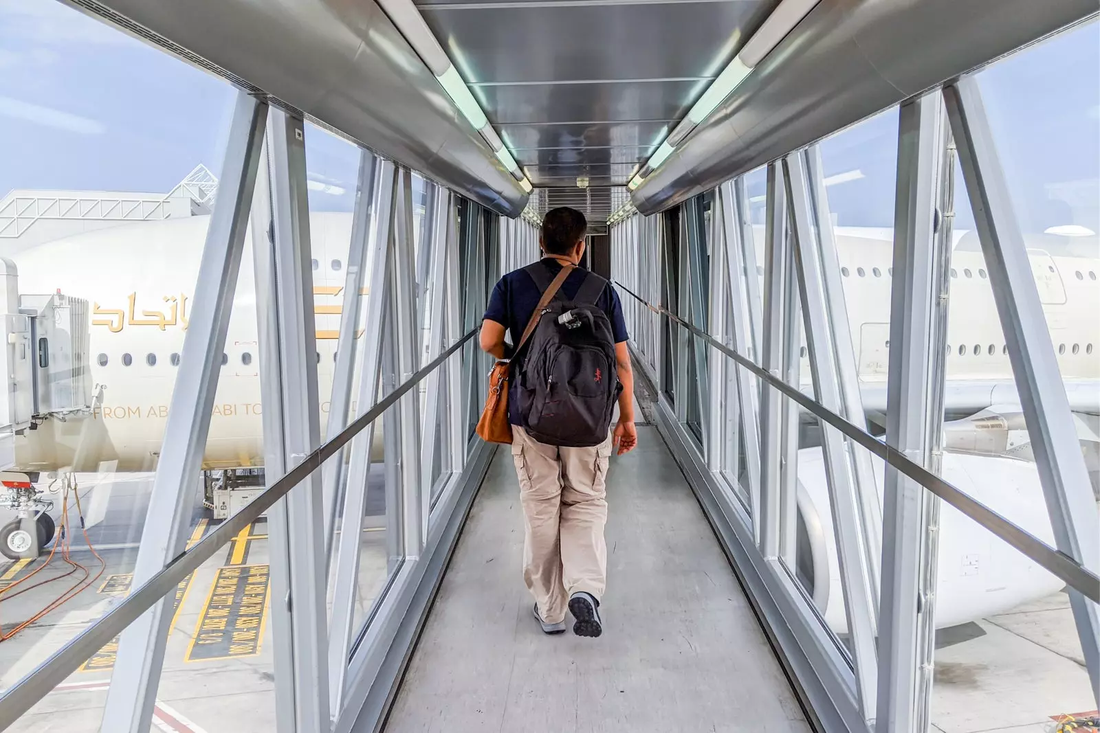 Boarding Etihad A380 op Jet Manéier