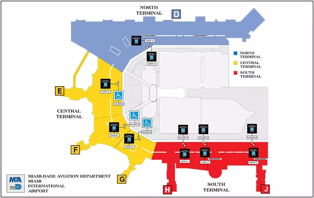 迈阿密国际机场航站楼地图（来自迈阿密国际机场的图片）