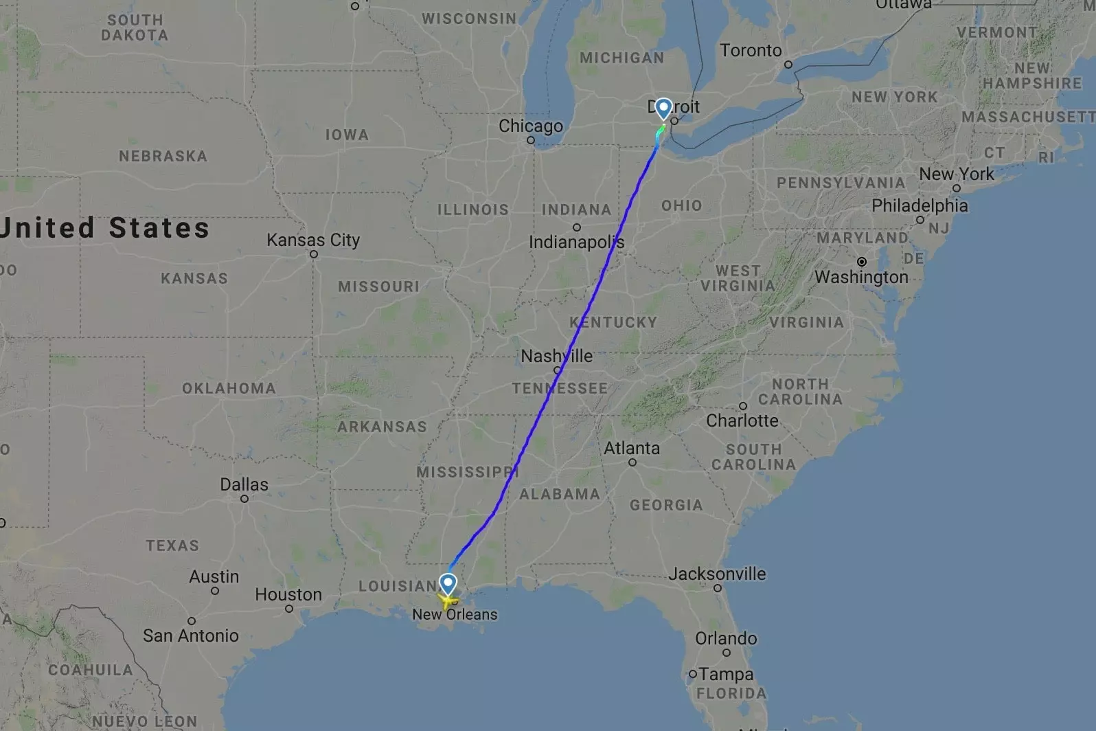 Vuelo NK 985 de Spirit Airlines el 4 de junio (Imagen a través de Flightradar24)