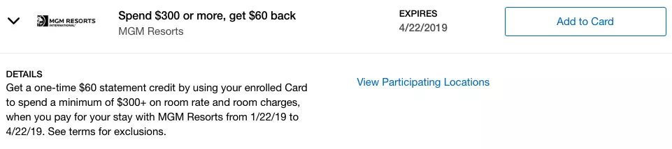 MGMで$300以上を使用すると、$60バック/6,000ポイントを獲得できます 2193_1