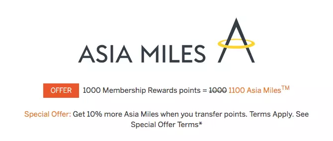 Kiểm tra để xem phần thưởng của bạn khi chuyển điểm Amex sang Asia Miles 2246_1