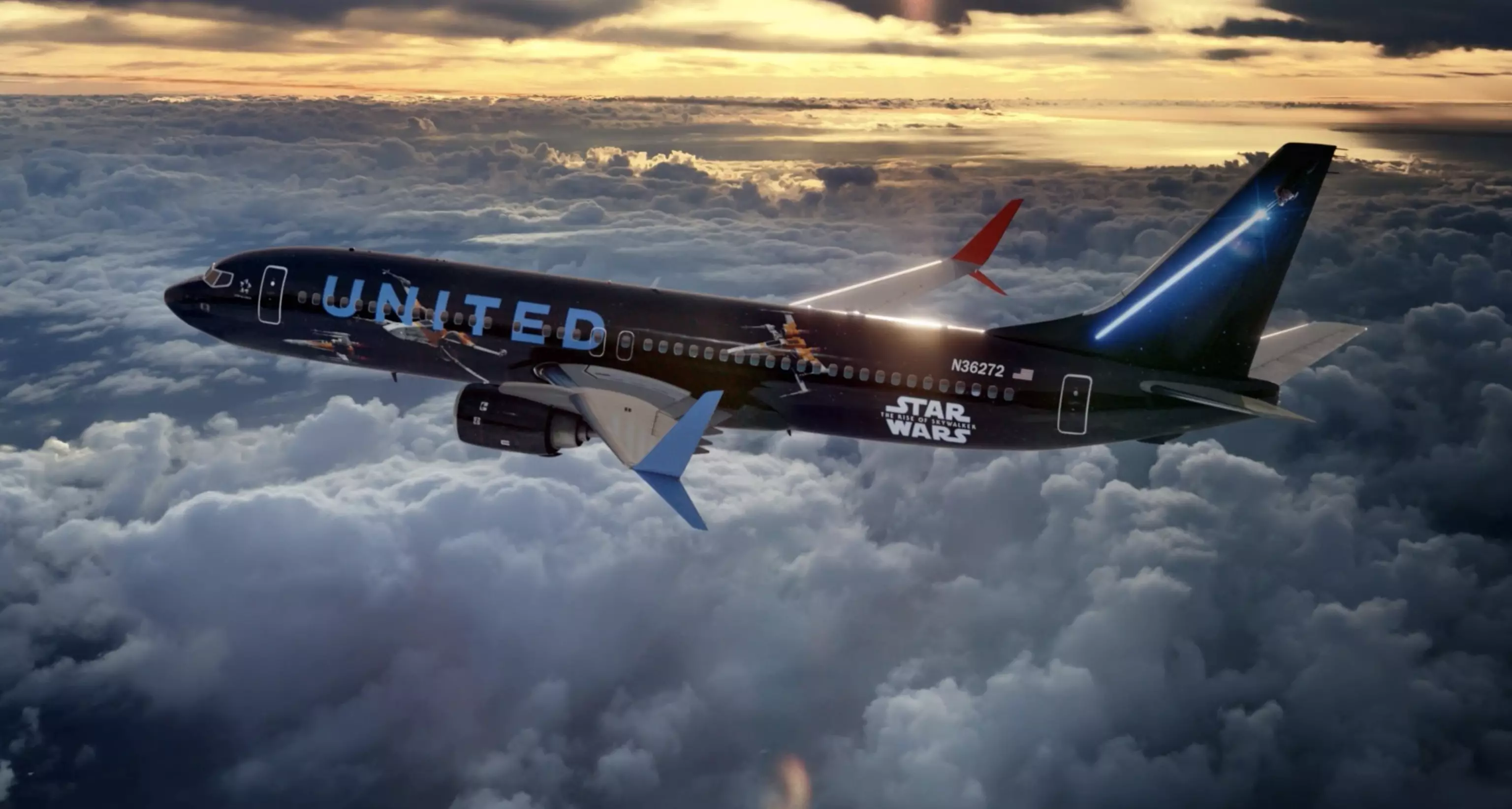 E tatau ona ou lele i luga o le vaalele a le United Airlines Star Wars - Fa'apei o totonu