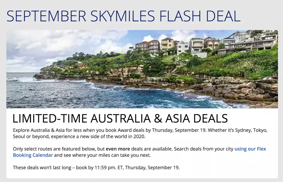 Vendita lampo Delta SkyMiles in Australia e Asia a partire da sole 56.000 miglia 2278_1