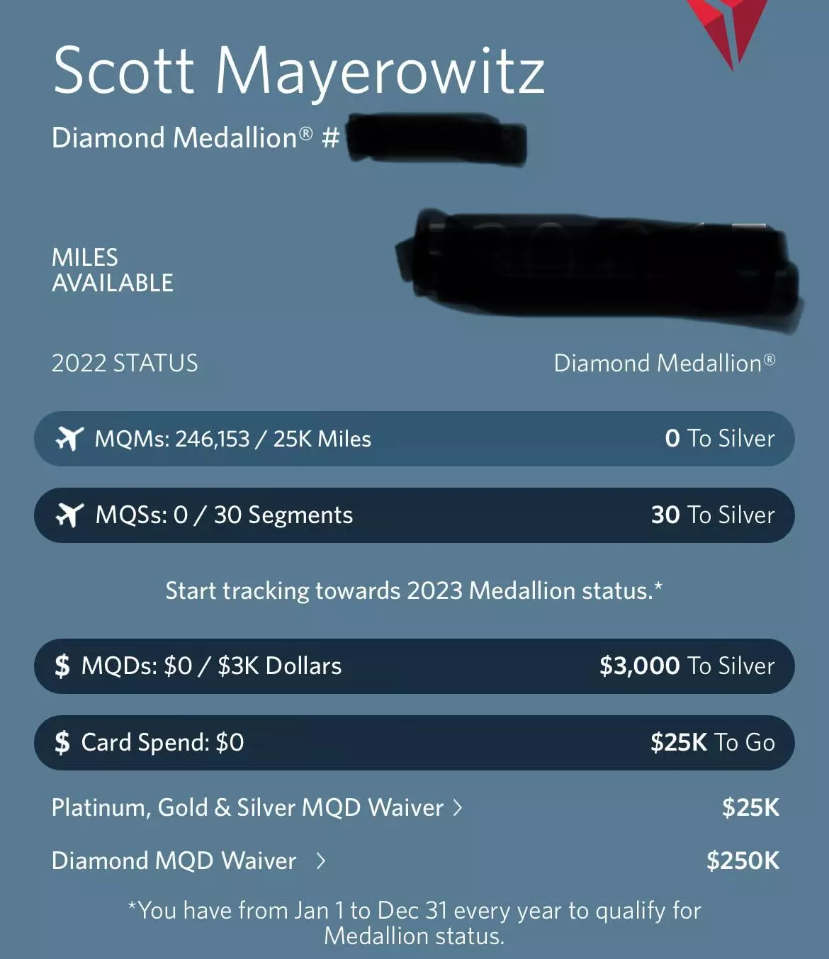 Scott Mayerowitz Delta Diamond 2021. (ეკრანის სურათი Delta Air Lines-ის მიერ)