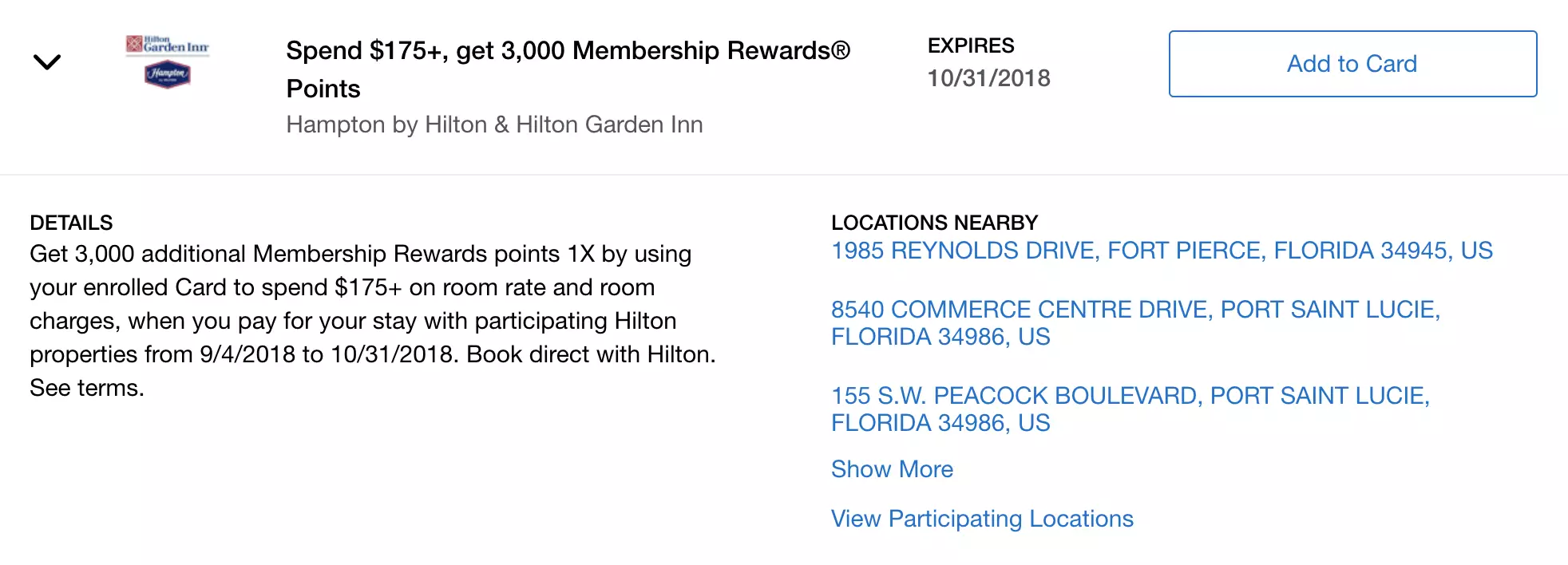 Nouvelles offres Amex pour Crowne Plaza, Hampton et Hilton Garden Inn 2479_1