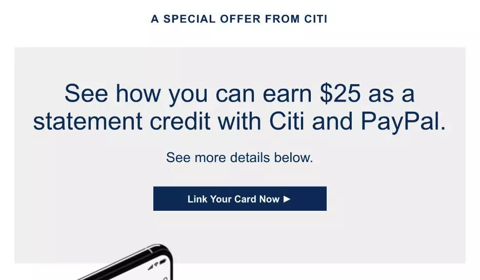 Citi PayPal ખરીદીઓ માટે લક્ષિત સ્ટેટમેન્ટ ક્રેડિટ ઓફર કરે છે 25487_1