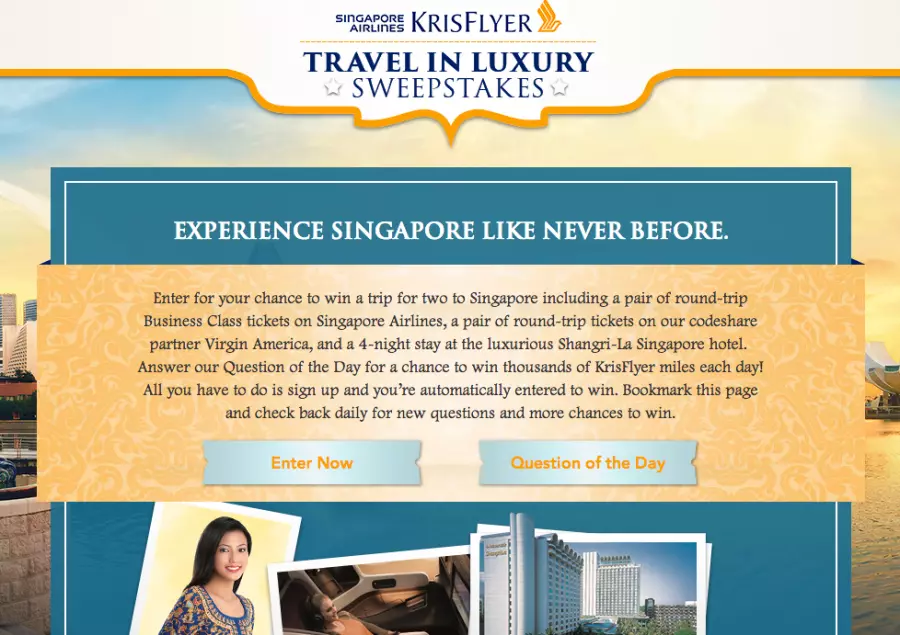 „Singapore Airlines“ skelbia „Krisflyer“ „Travel in Luxury“ loterijas