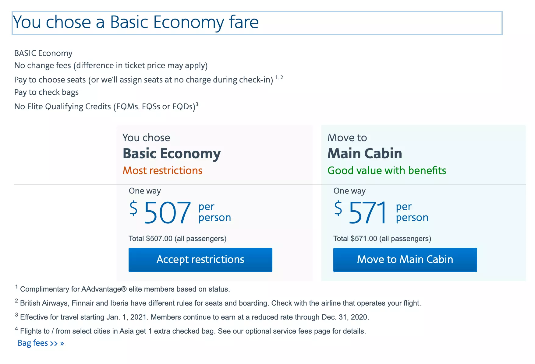 Fahasamihafana ara-toekarena fototra amin'ny tapakila JFK-CDG santionany (Screenshot courtesy of American Airlines)