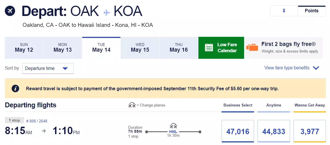 Mkpesa azụmahịa: Ụgbọ elu ndịda ọdịda anyanwụ na-aga Hawaii $49 ma ọ bụ 1,950 Points 2696_10