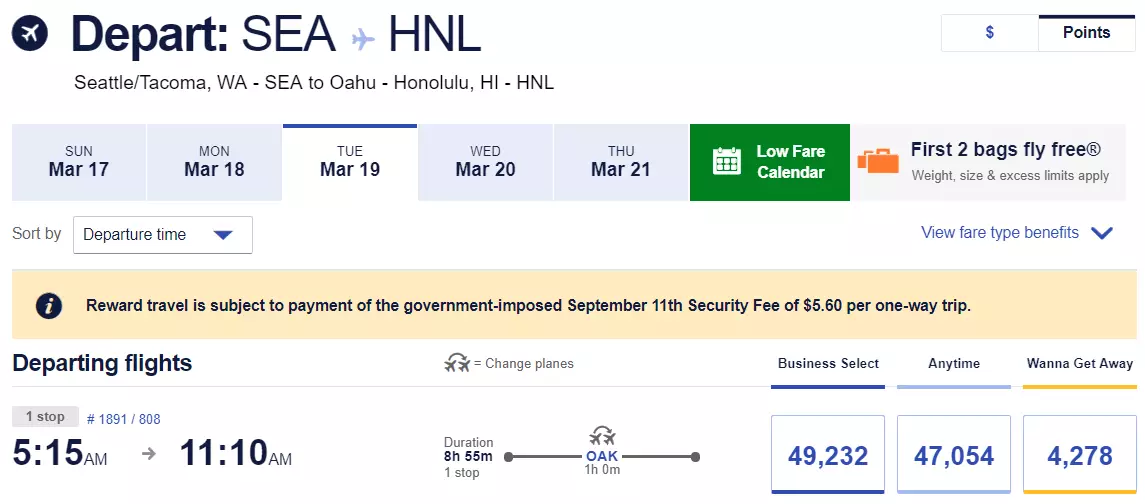 Mkpesa azụmahịa: Ụgbọ elu ndịda ọdịda anyanwụ na-aga Hawaii $49 ma ọ bụ 1,950 Points 2696_14