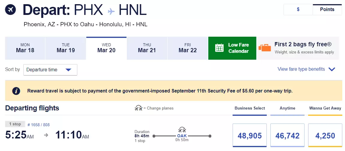 Mkpesa azụmahịa: Ụgbọ elu ndịda ọdịda anyanwụ na-aga Hawaii $49 ma ọ bụ 1,950 Points 2696_16