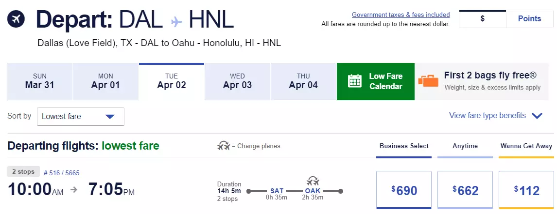 Mkpesa azụmahịa: Ụgbọ elu ndịda ọdịda anyanwụ na-aga Hawaii $49 ma ọ bụ 1,950 Points 2696_23