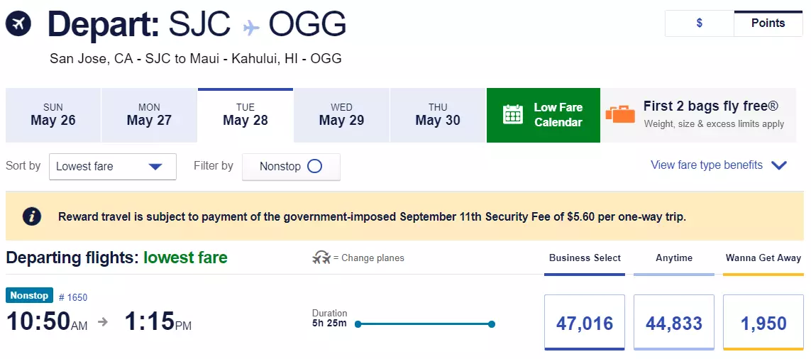 Mkpesa azụmahịa: Ụgbọ elu ndịda ọdịda anyanwụ na-aga Hawaii $49 ma ọ bụ 1,950 Points 2696_8