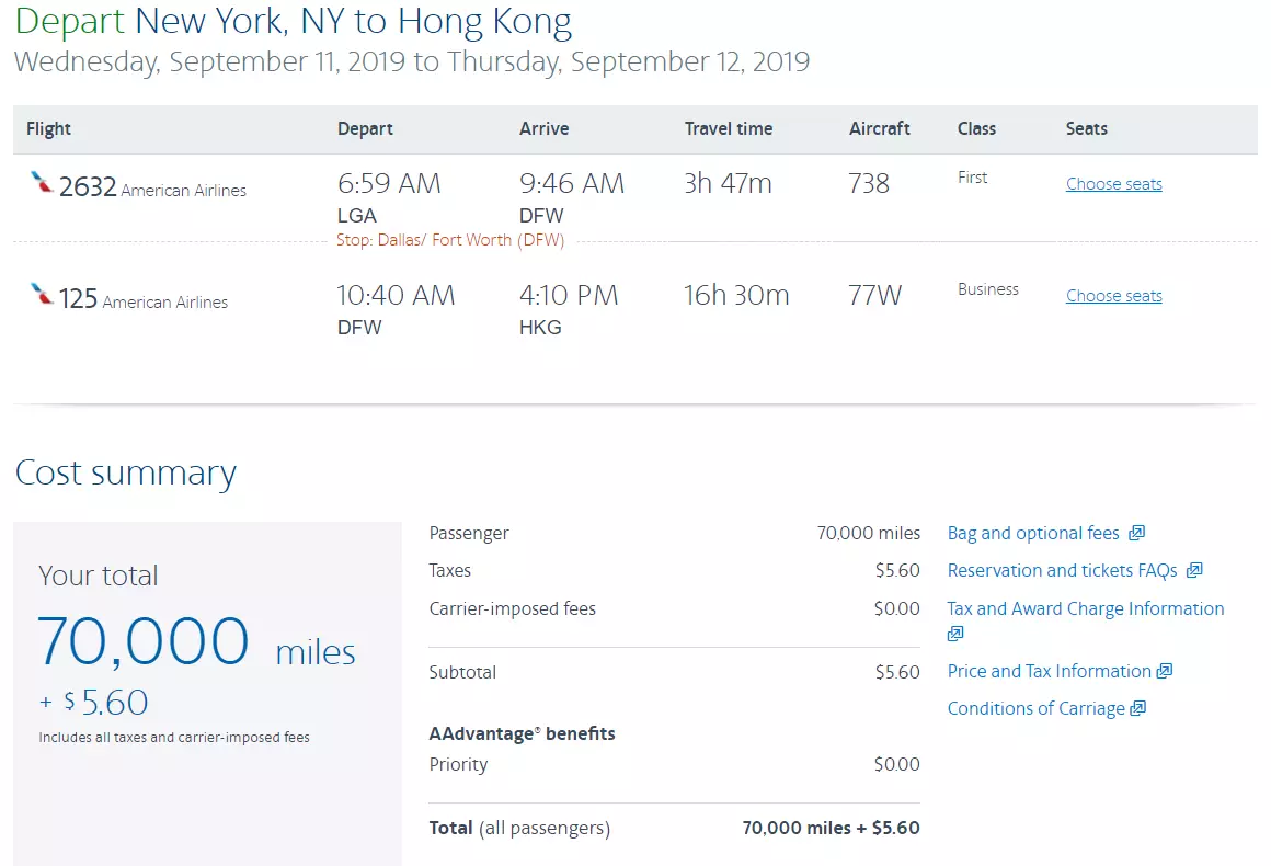 Biz Class Saver Awards, Upgrade Space op AA's langste flechten 29080_3