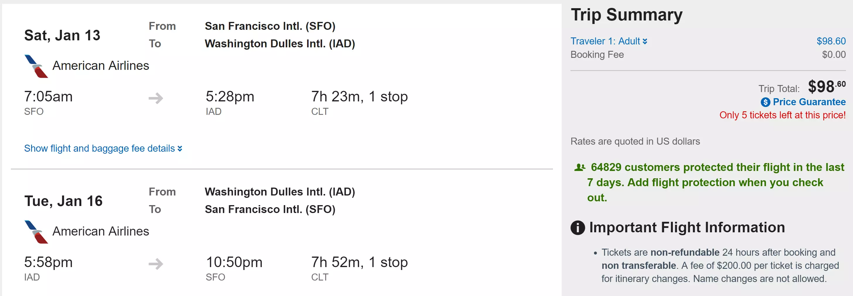 SFO-IAD $99 aa