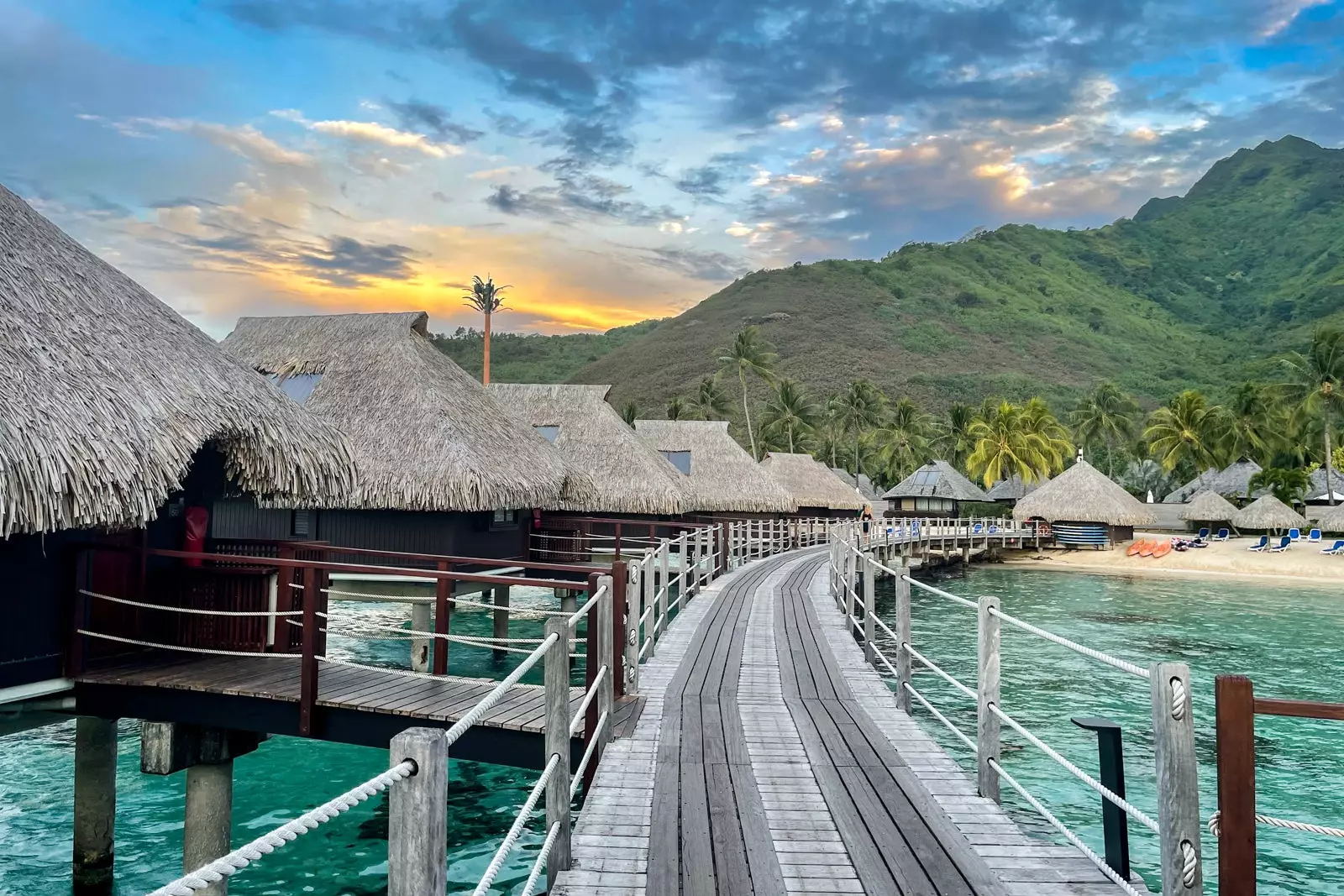 Bungalows sobre a auga no Hilton Moorea