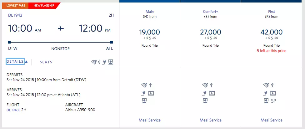 Maaaring magkaroon ng roundtrip flight sa Delta One Suites sa halagang wala pang 50k SkyMiles