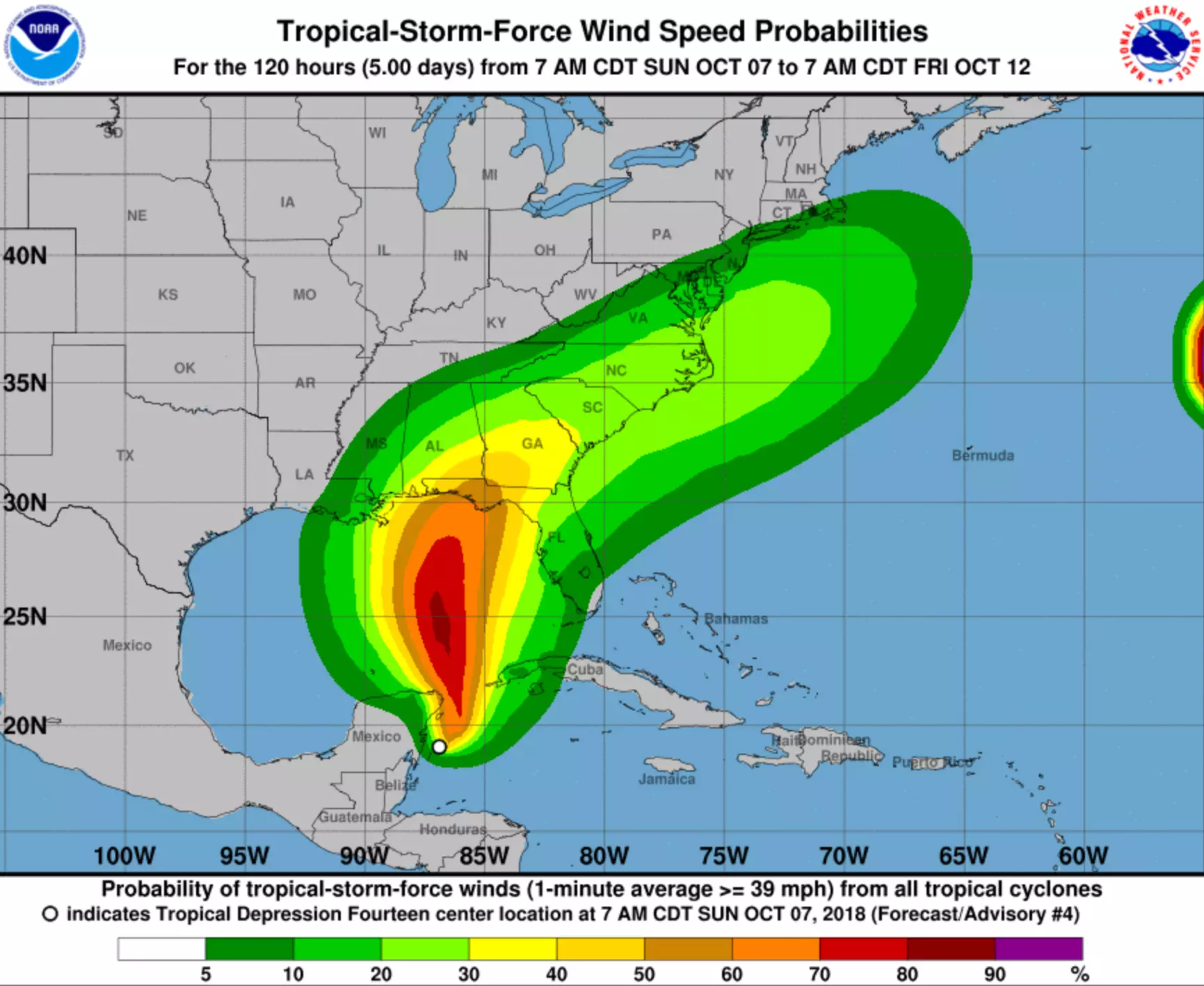 Storm Trofannol Michael i Atgyfnerthu i Gorwynt Cyn Taro Arfordir y Gwlff 35795_2