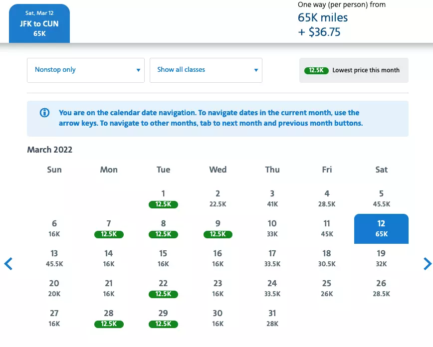 Tiket penghargaan Amerika dari JFK ke CUN