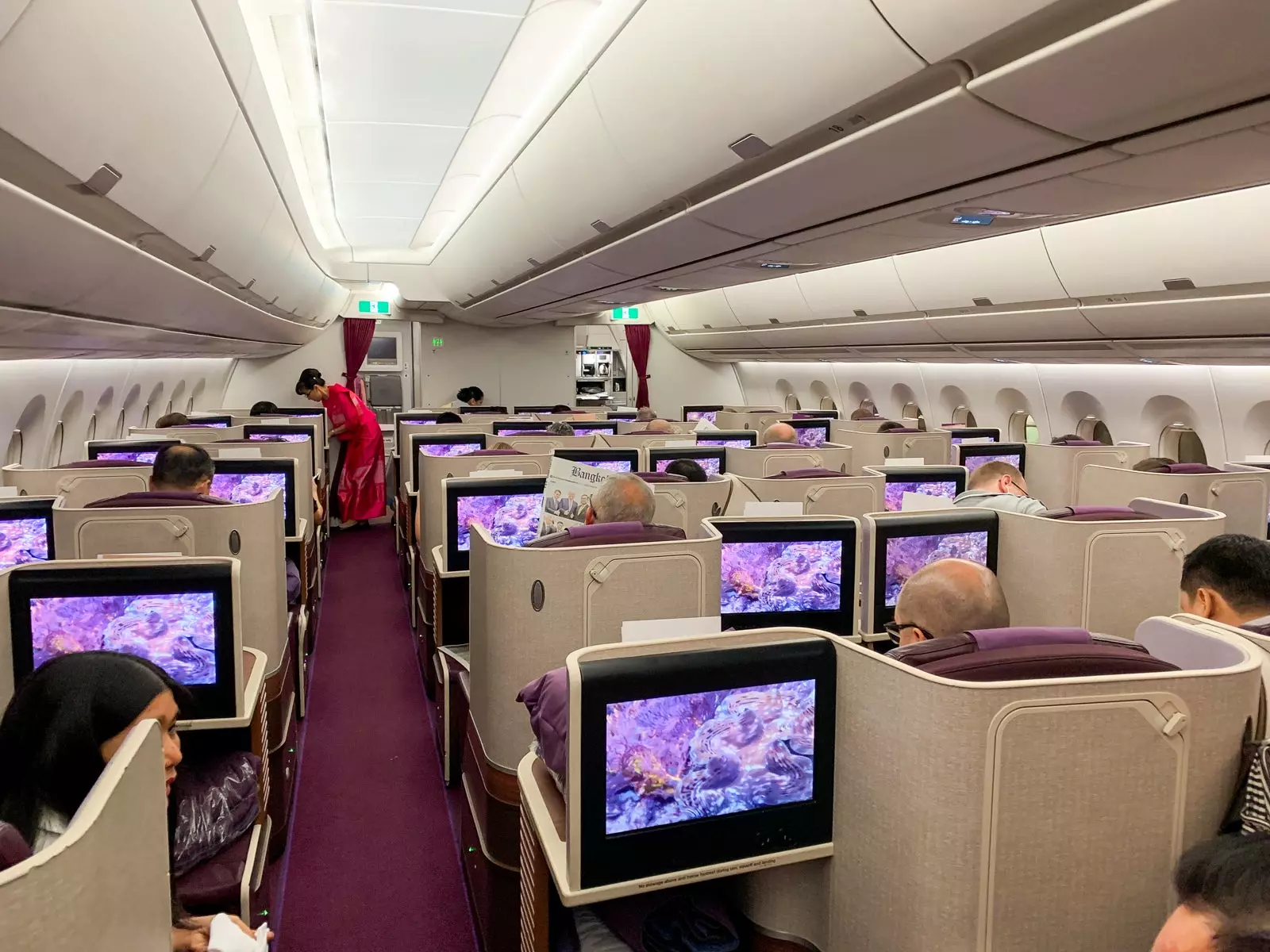 Thai Airwaysin A350 bisnesluokka. (Kuva: Javier Rodriguez/The Points Guy)