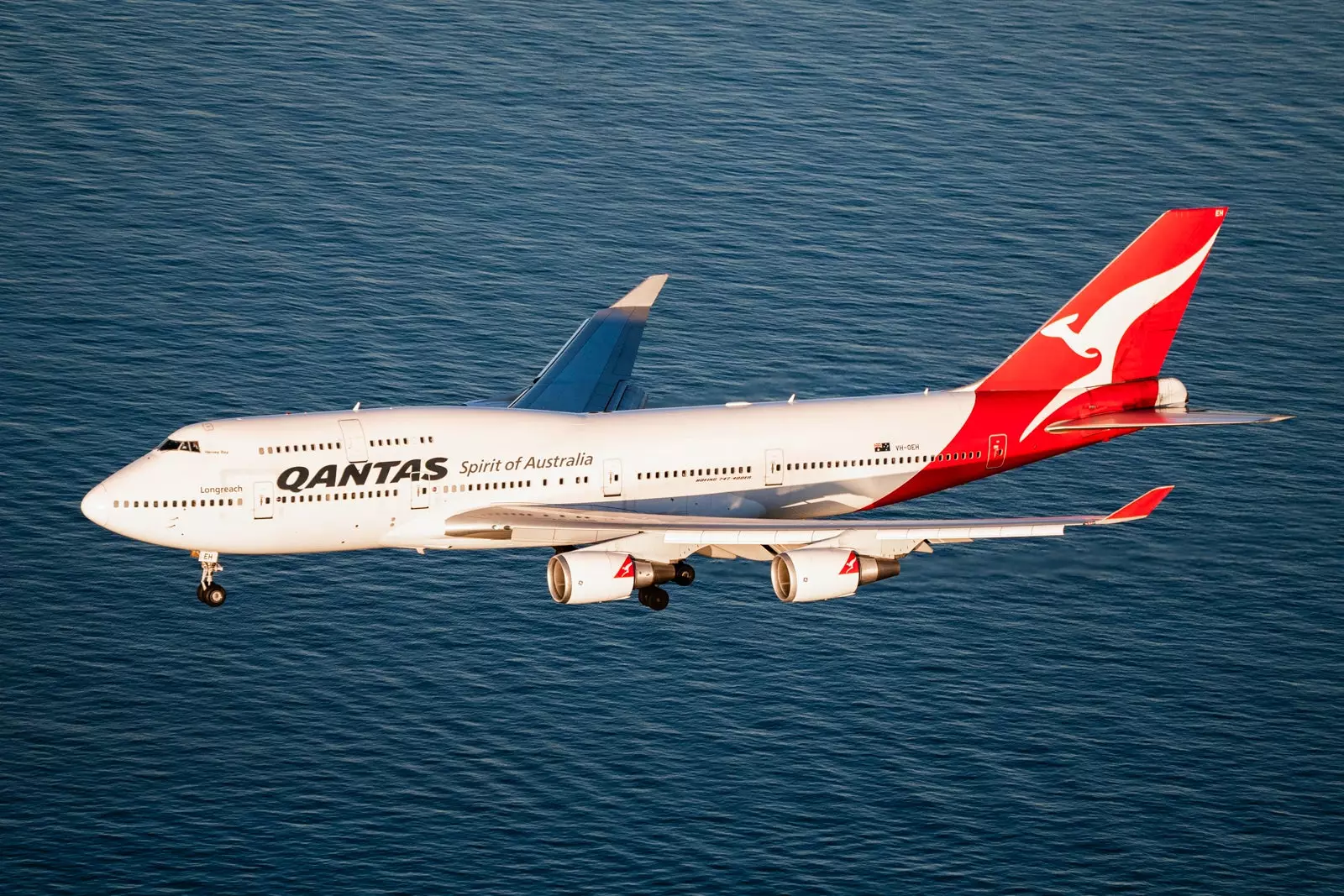 Qantas-747-400-Si avvicina all'aeroporto di Sydney-SYD