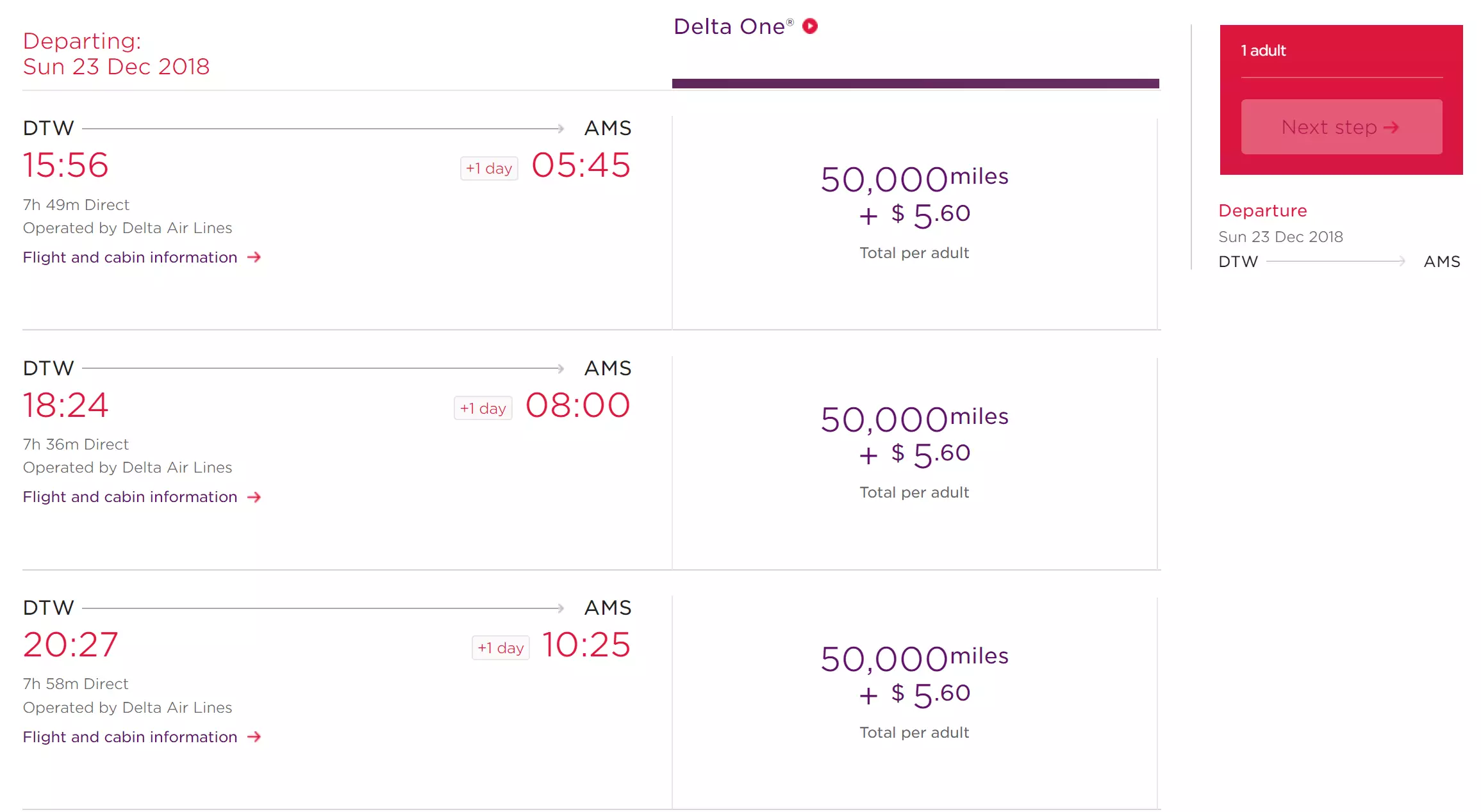 Napakahusay na Delta One Suites Availability para sa 50k Miles 979_2